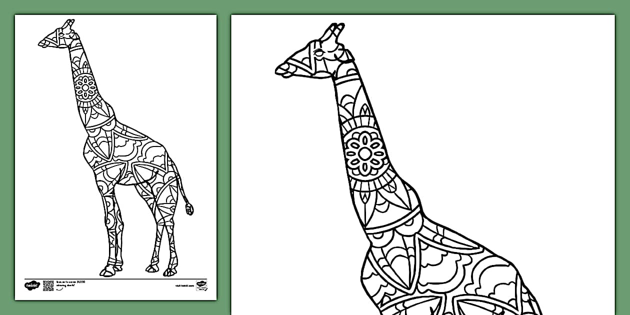 Giraffe Mandala Colouring Page - Twinkl - KS1 (teacher made)