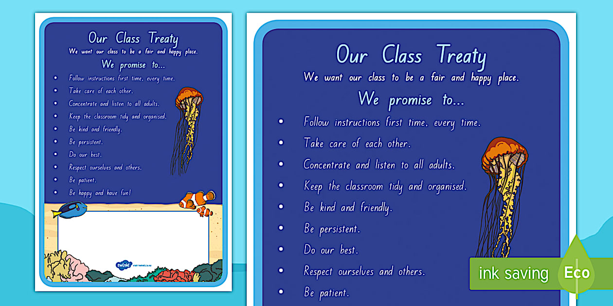 Under the Sea-Themed Class Agreement Display Poster - Twinkl