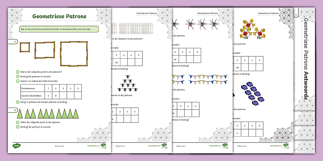 Graad 7 Geometriese Patrone Aktiwiteitblad - Twinkl