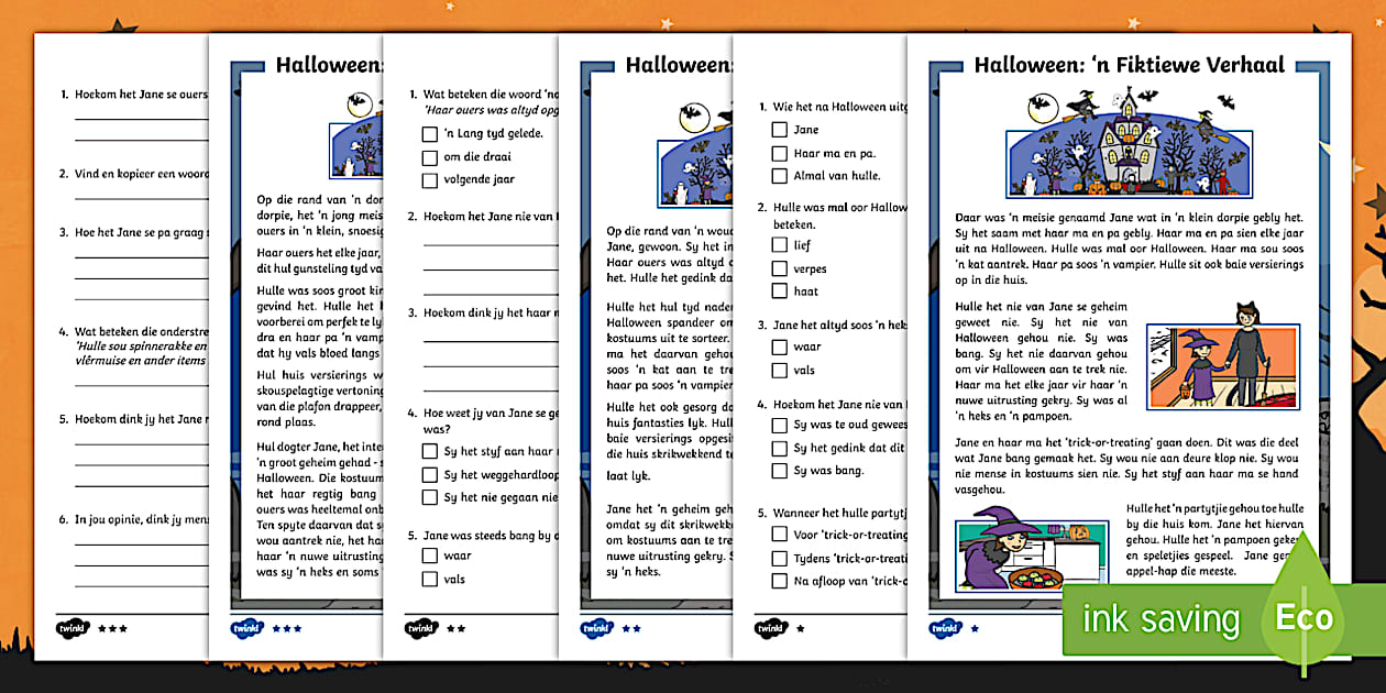 Halloween Fiktiewe Gedifferensieerde Begripslees Aktiwiteit
