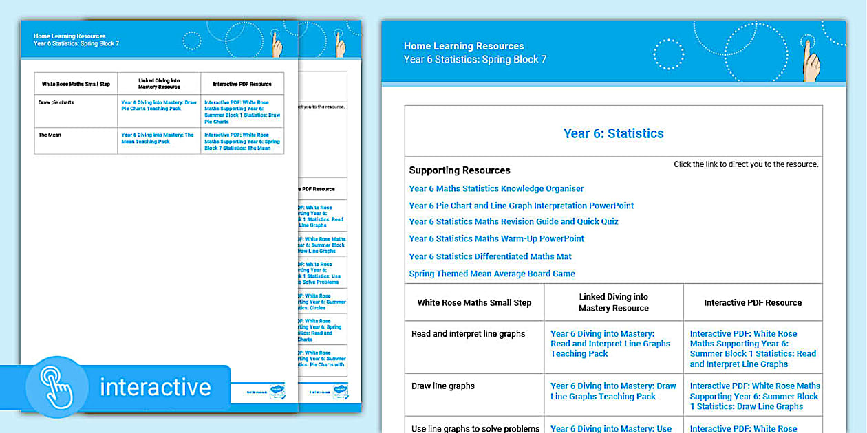 👉 Interactive PDF Y6 White Rose Maths: Statistics: Overview