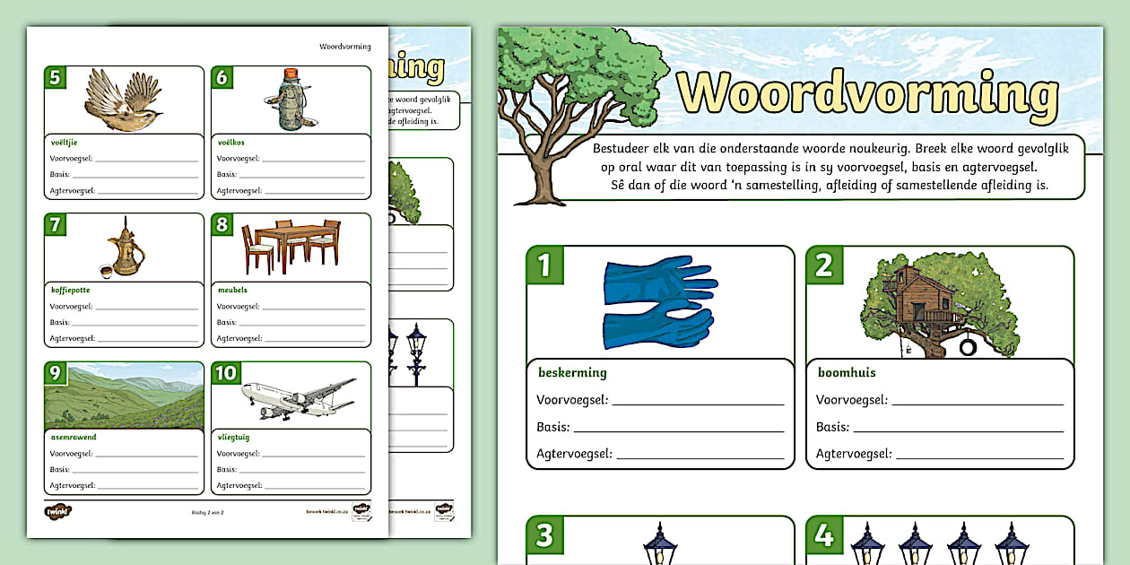 Woordvorming Aktiwiteitskaart (teacher made) - Twinkl