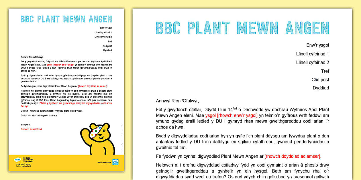 Llythyr Golygadwy i Rieni (teacher made) - Twinkl