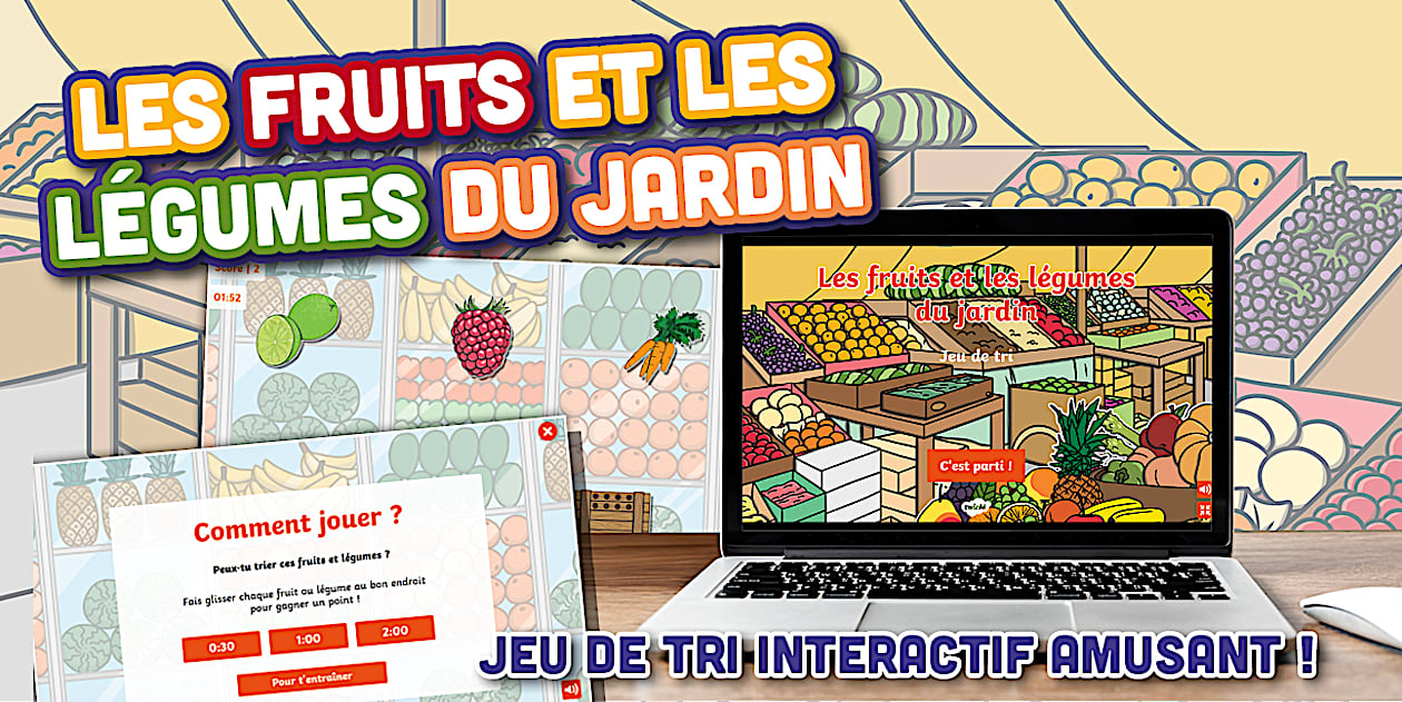 Jeu de tri interactif : Les fruits et les légumes du jardin