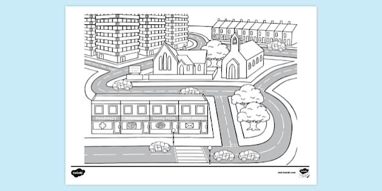 City Map Colouring Page | Colouring Sheets (Teacher-Made)