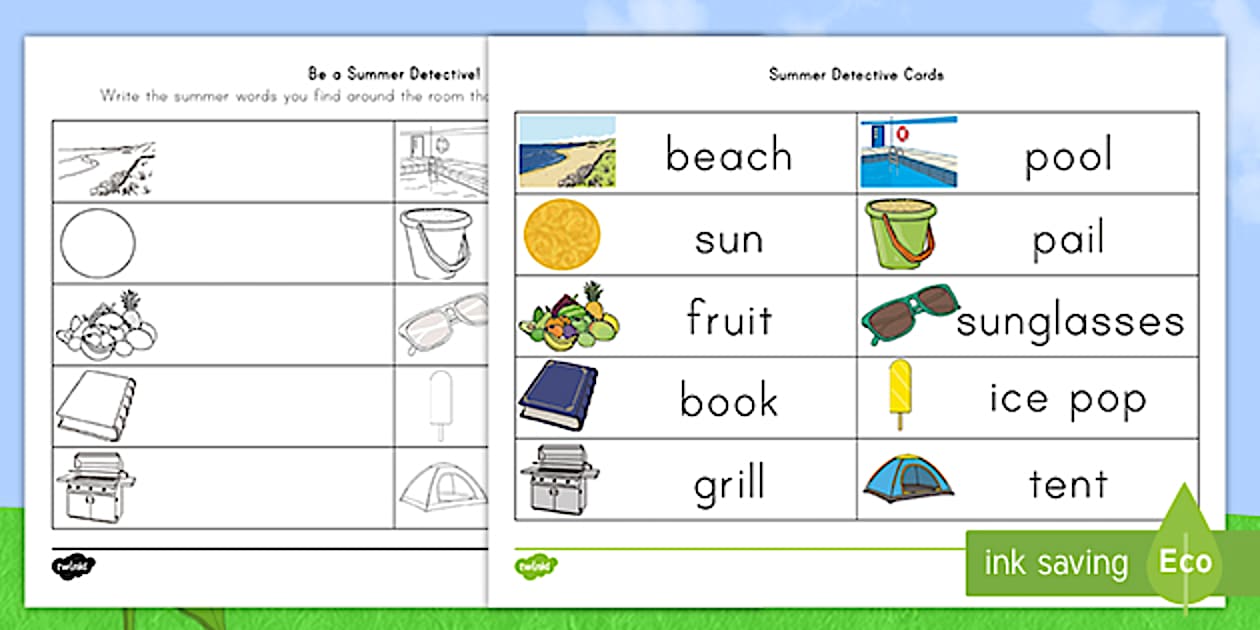 Summer Read and Write the Room Worksheet – Twinkl USA