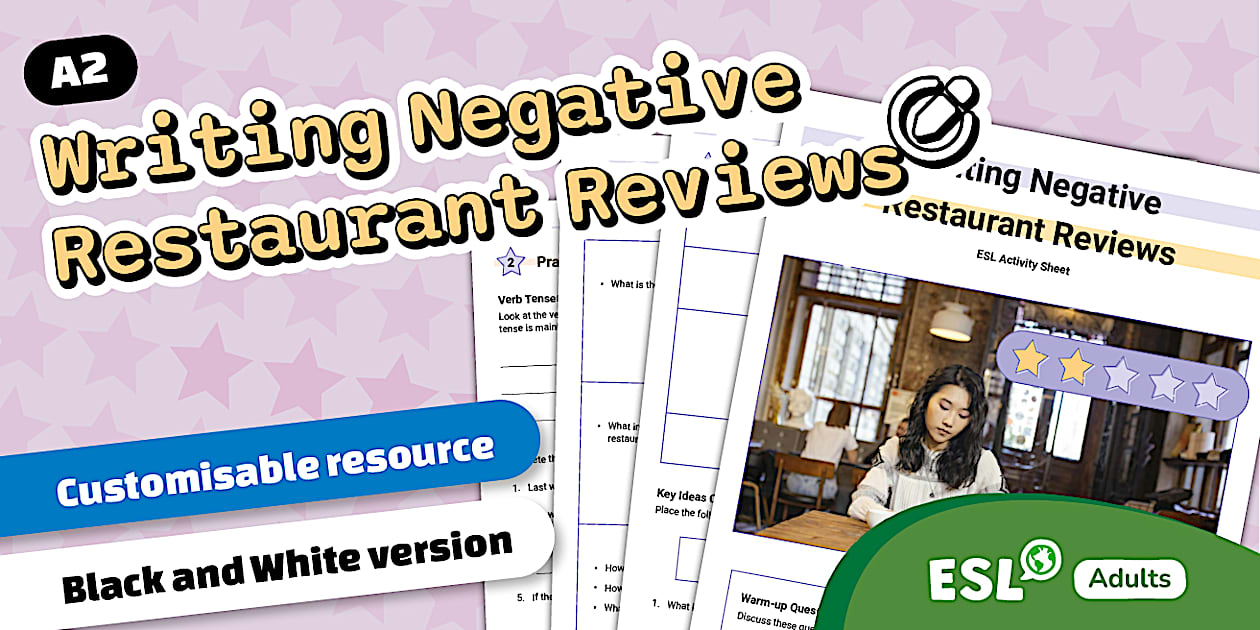 ESL Writing Negative Restaurant Reviews [Adults, A2]