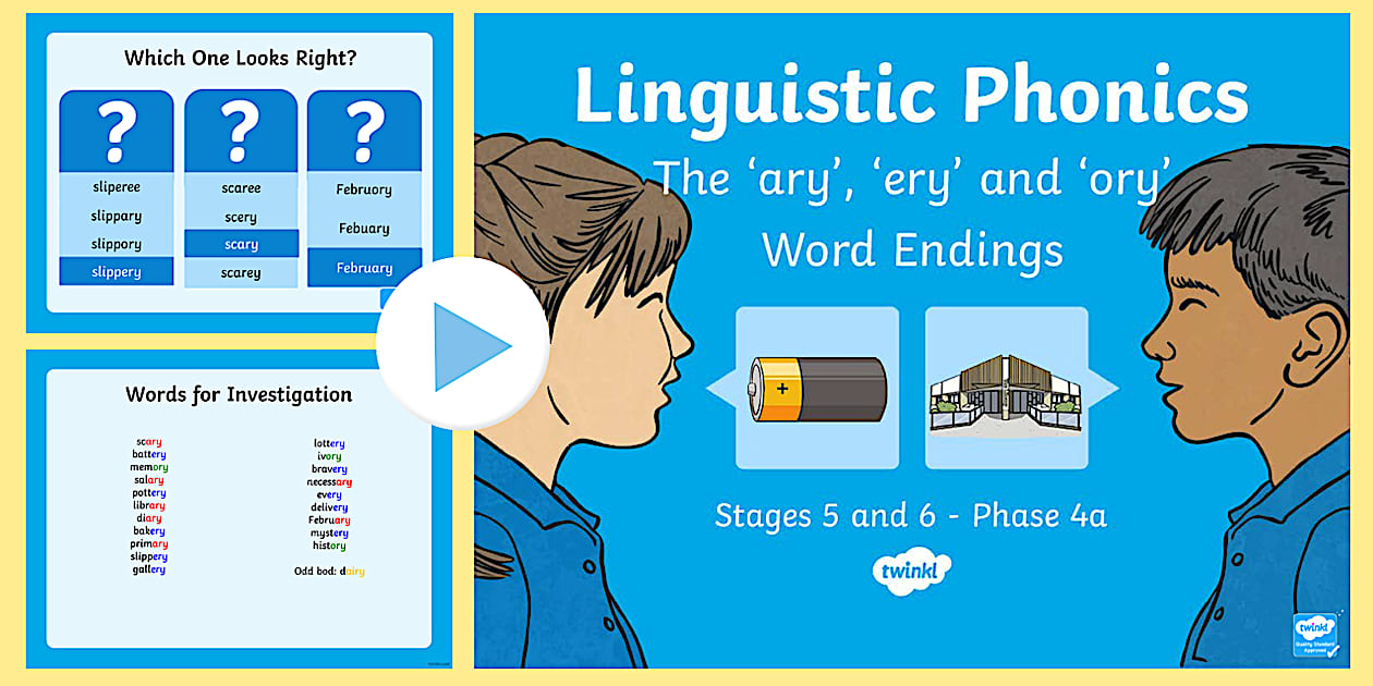 Northern Ireland Linguistic Phonics Stage 5 and 6, Phase 4a, 'ary ...