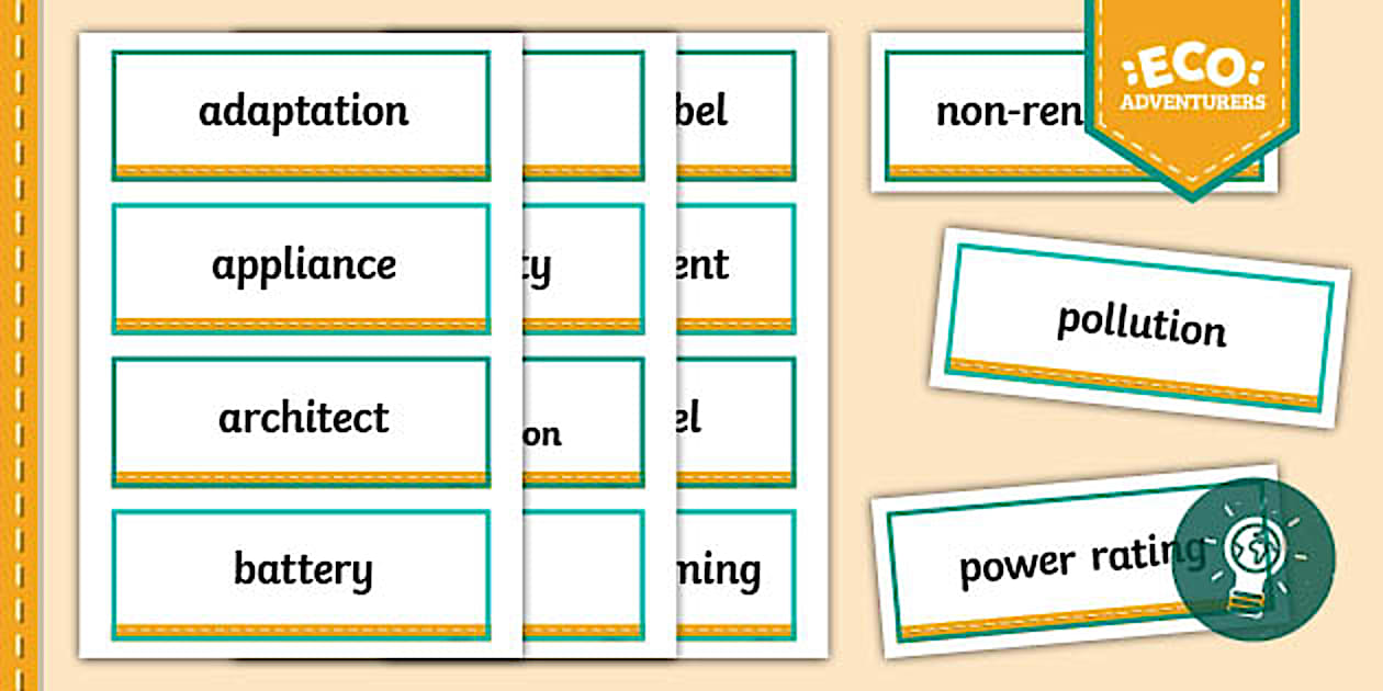 Year 5 Energy: Key Vocabulary Cards