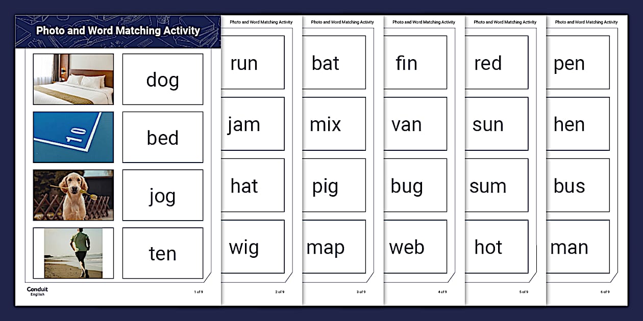 Reinforcing CVC Words: Photo and Word Matching Activity