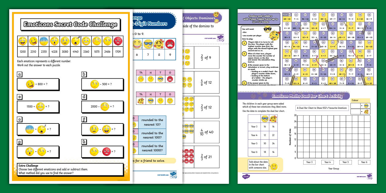 👉 Year 5 Maths Week Carousel Activity Pack - Emoticon Themed