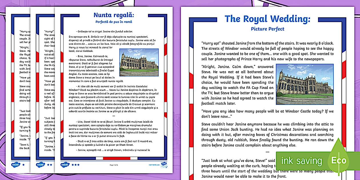 Middle Ability Royal Wedding: Picture Perfect Differentiated Story