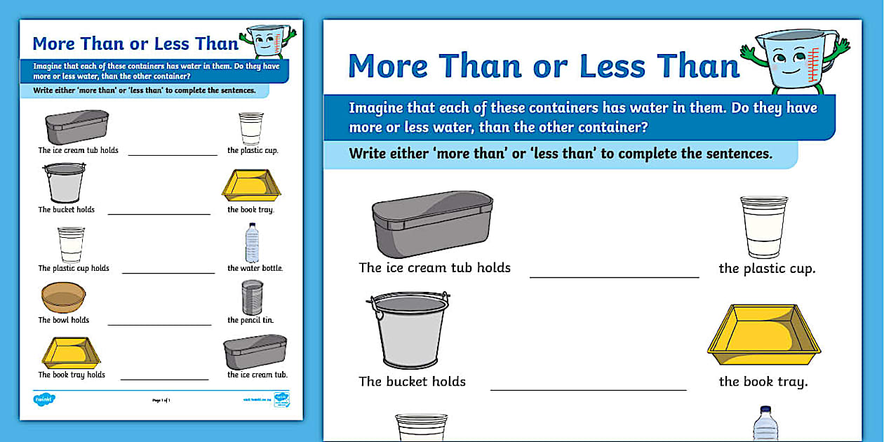 Grade 3 Math: Capacity and Volume - More or Less - Twinkl
