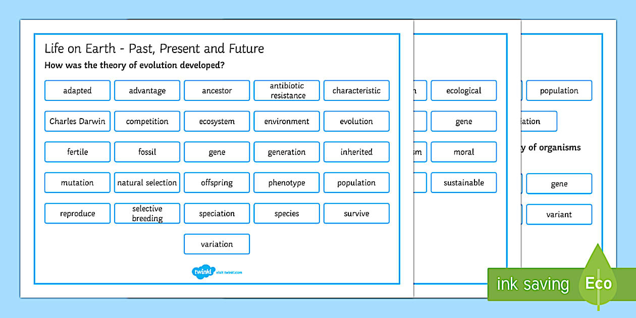 OCR 21st Century Biology Life on Earth Past, Present and Future Word Mat