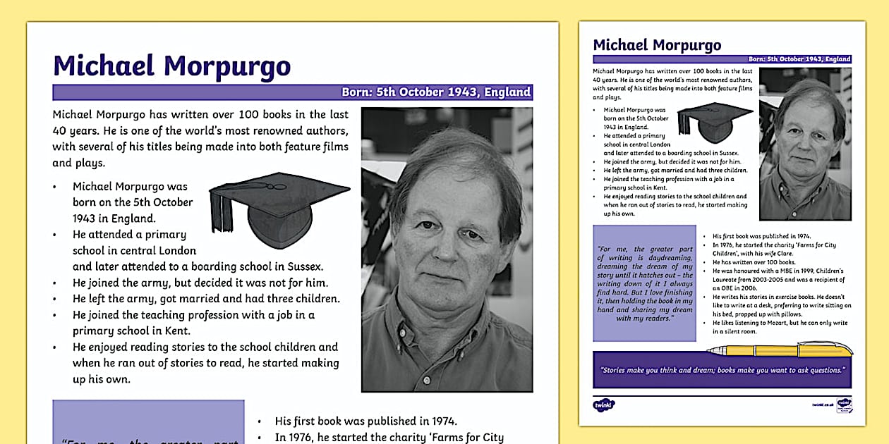 Michael Morpurgo Facts Resource - Primary Resources - Twinkl