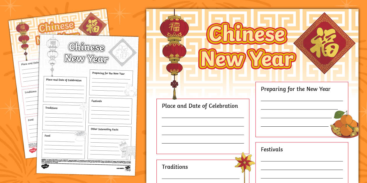 Chinese New Year Fact File Template (teacher made) - Twinkl