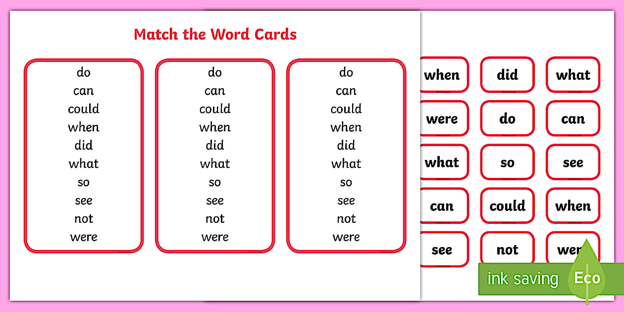 Match the Words (High Frequency 5) Peg Game - Twinkl