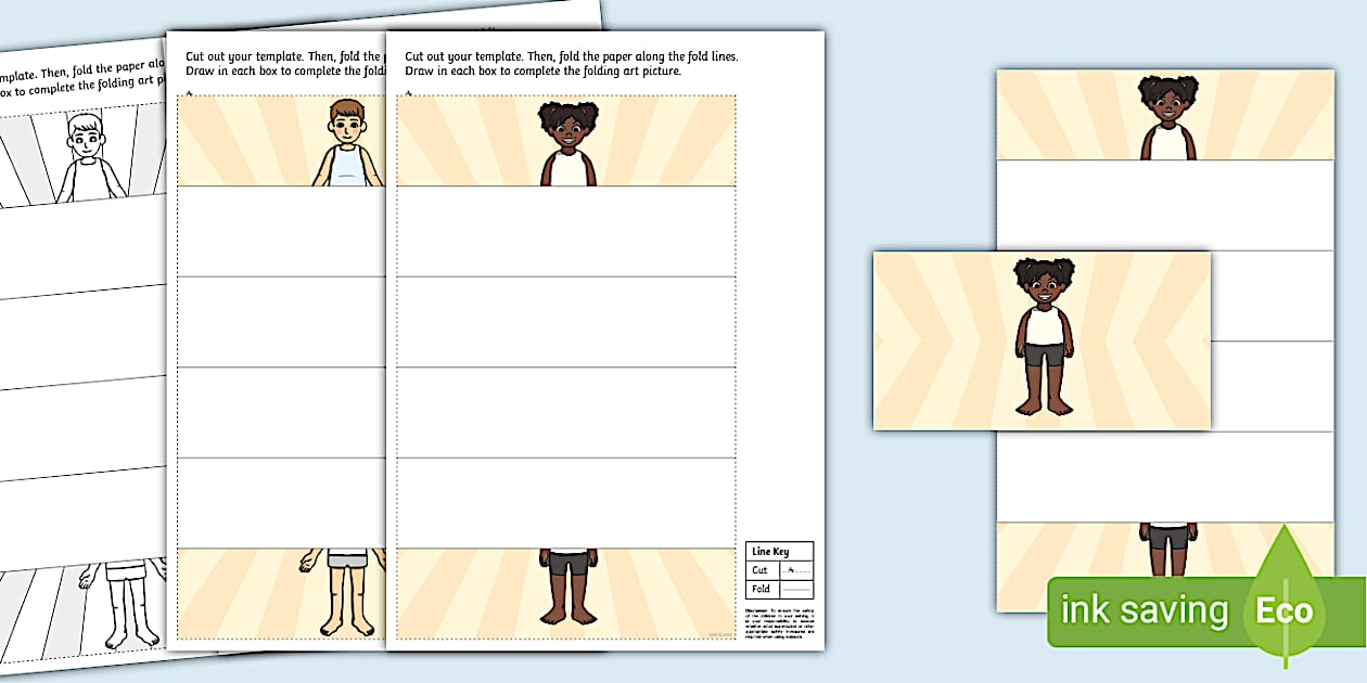 Human Body Folding Art Template (teacher made) - Twinkl