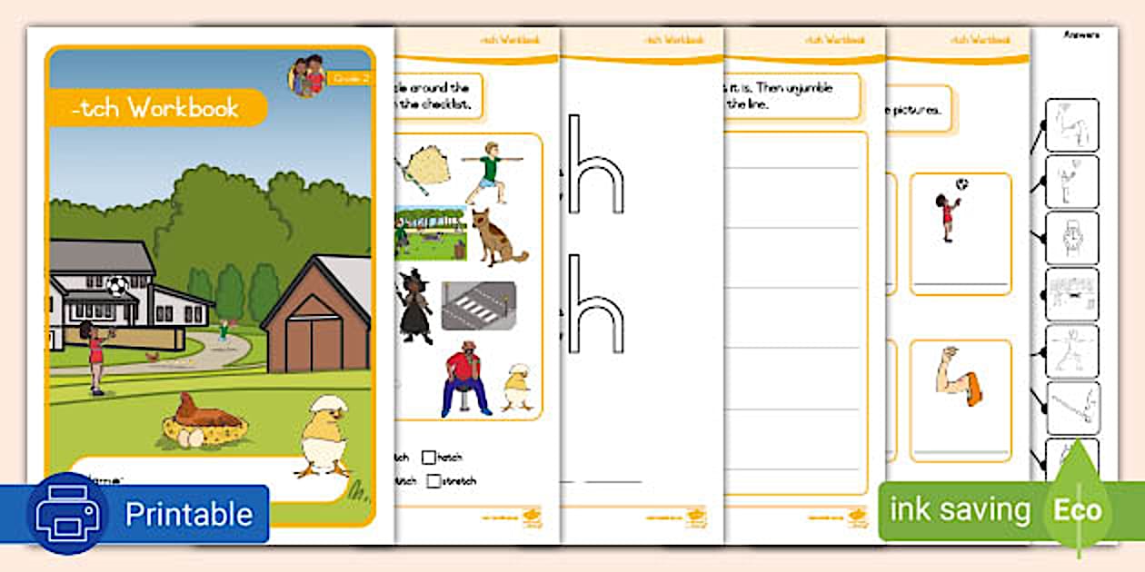 Grade 2 Phonics: -tch Workbook (teacher made) - Twinkl