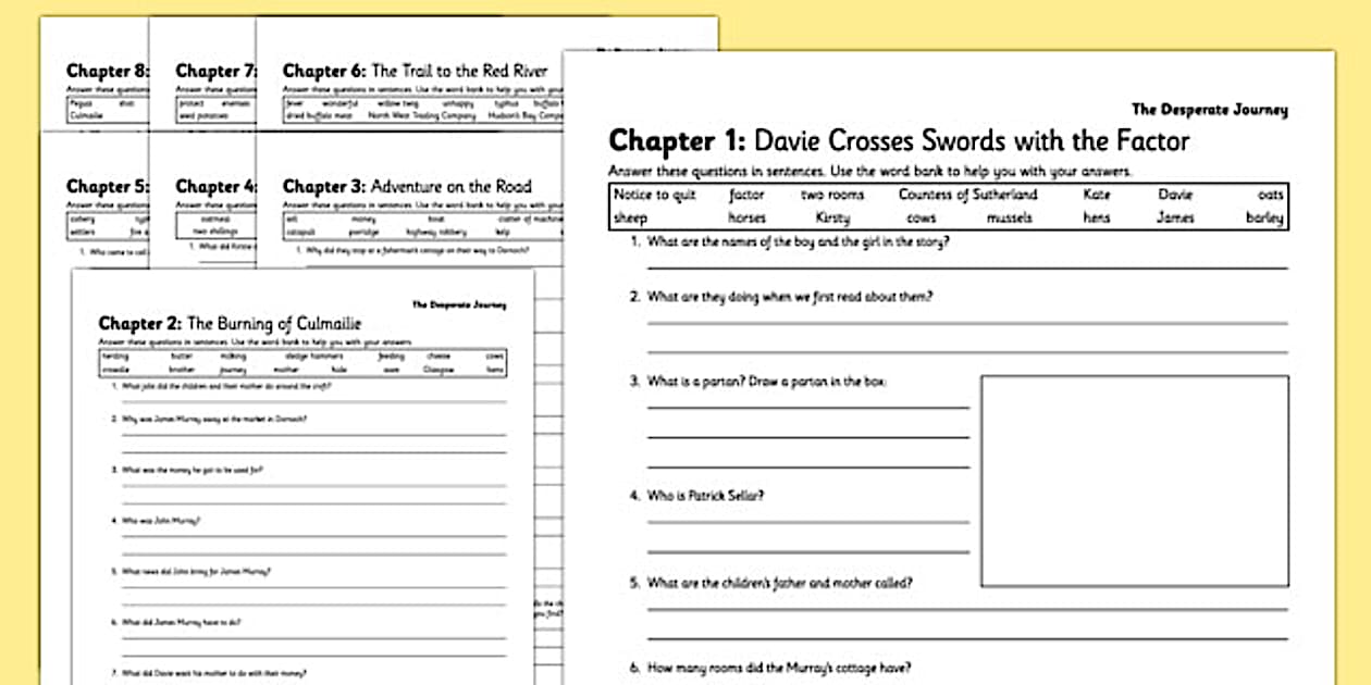 The Desperate Journey Differentiated Comprehension Questions