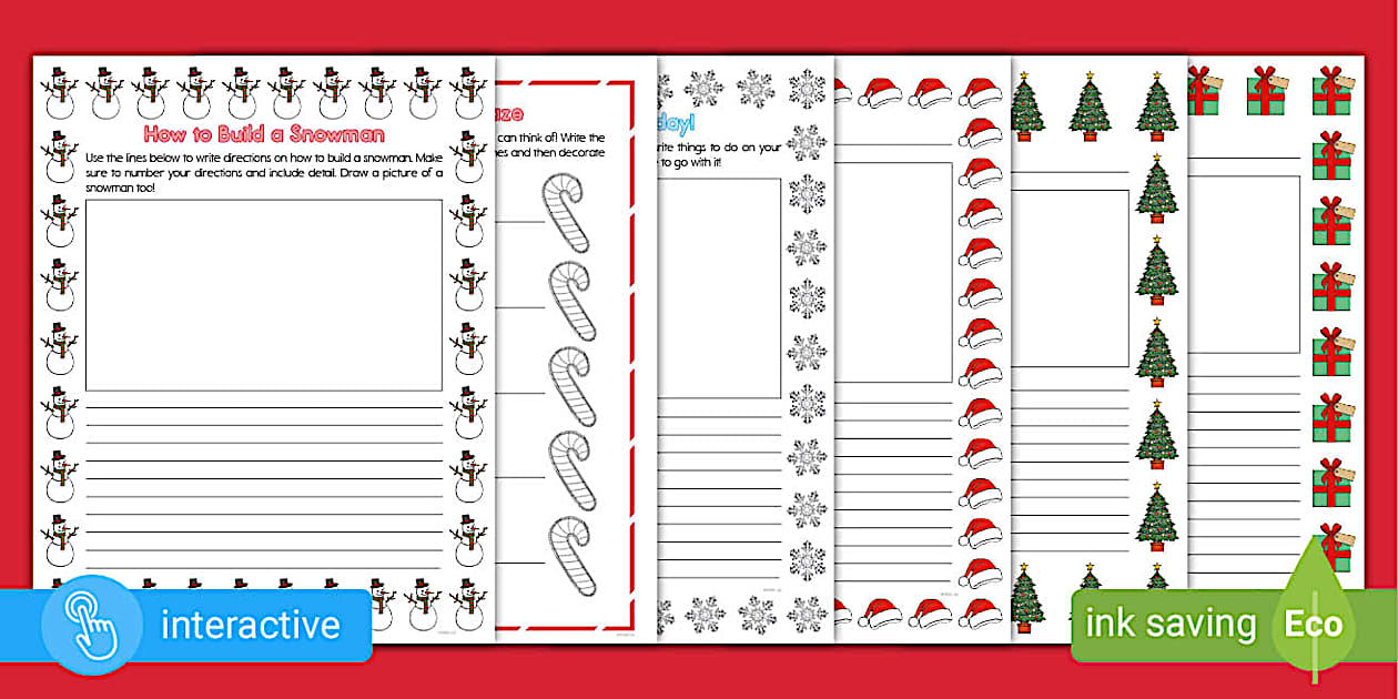 Christmas in Canada Writing Frames