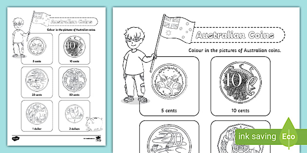 Australian Coins Colouring Page - Twinkl