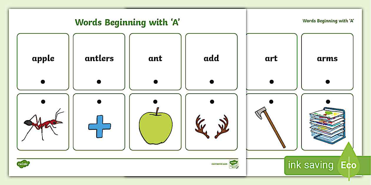 'A' Sound Thread Matching Activity, A Words (teacher made)