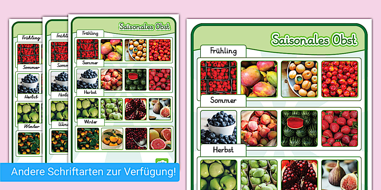 Saisonales Obst - Schild - Twinkl Display Poster - Twinkl
