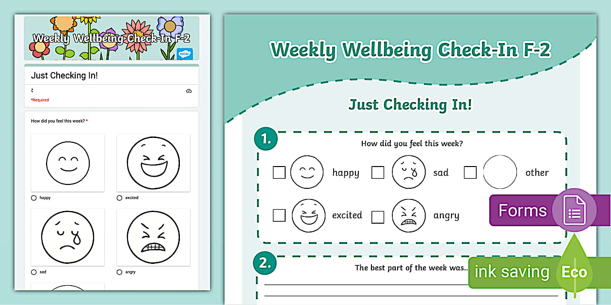 Weekly Wellbeing Check-In Google Form F-2 - Twinkl