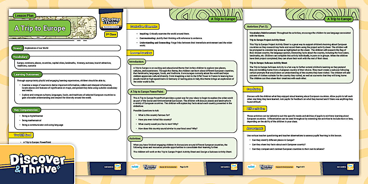A Trip to Europe 2nd Class Lesson Plan