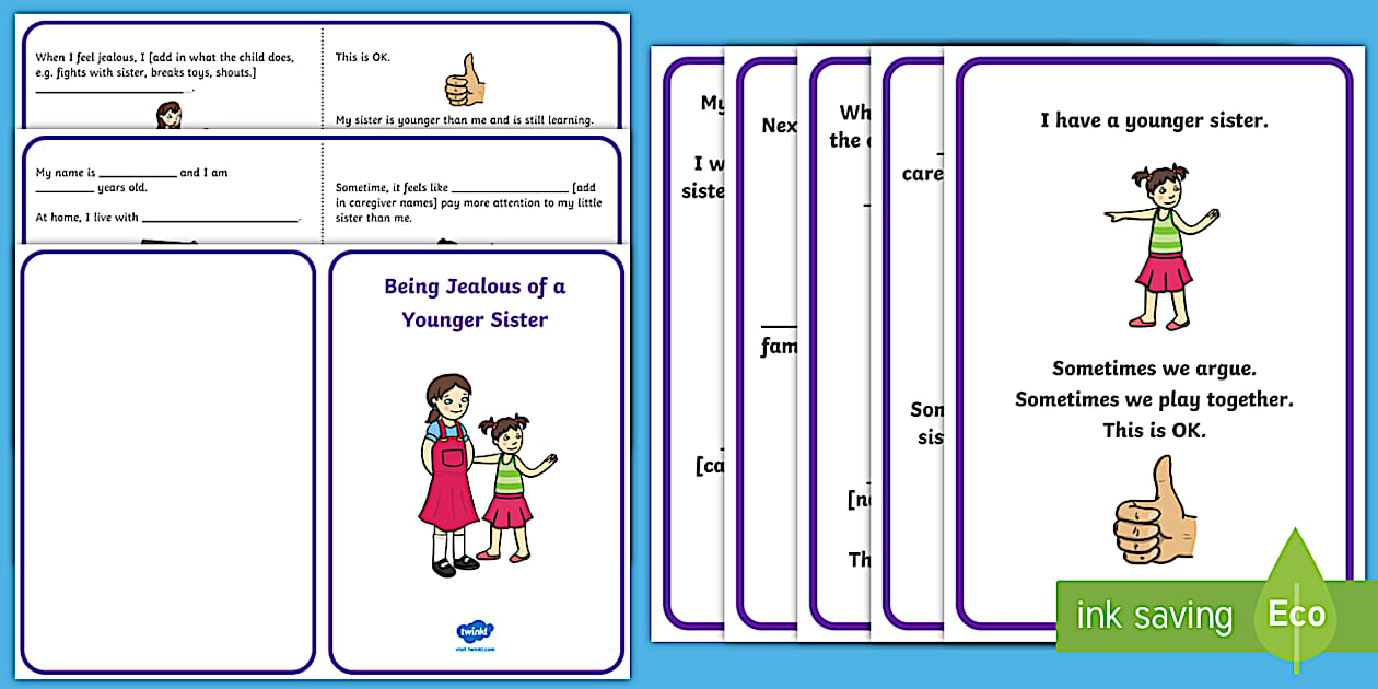 Being Jealous of a Younger Sister Social Situation - Twinkl