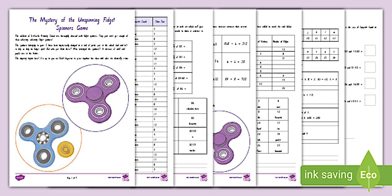 The Unspinning Fidget Spinners Maths Mystery (teacher made)