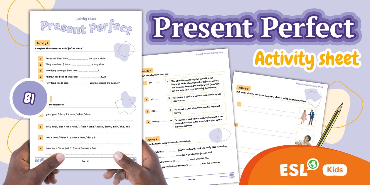ESL Present Perfect Activity Sheet for Kids