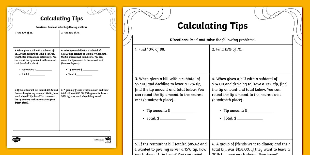 Seventh Grade Calculating Tips Practice Worksheet - Twinkl