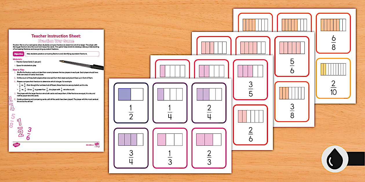 Fraction War Game (teacher made) - Twinkl