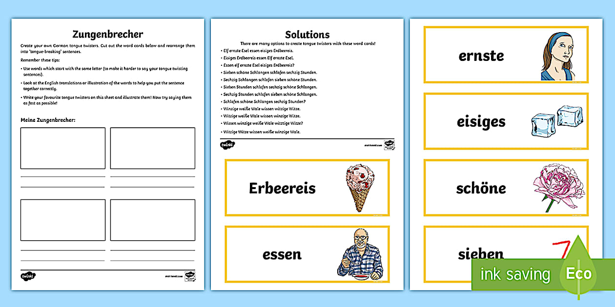 German Tongue Twister Activity - German Resources - Twinkl
