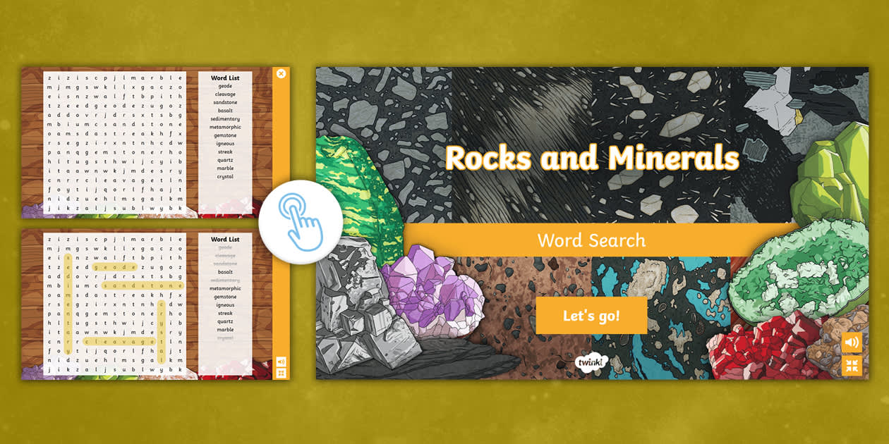 Rocks and Minerals Interactive Word Search (teacher made)