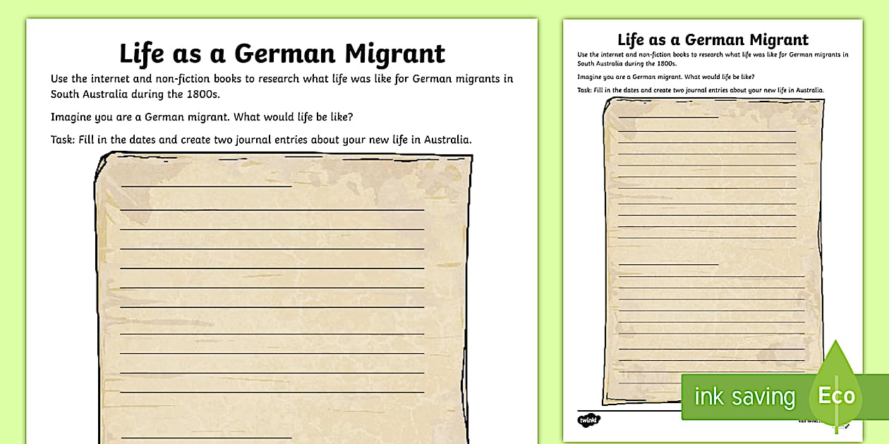 Life as a German Migrant Journal Activity