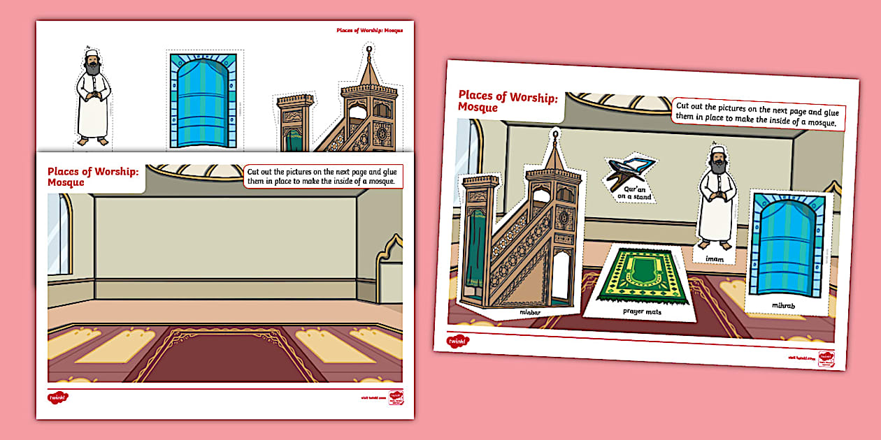 Places of Worship Mosque Cut and Stick Activity - Twinkl