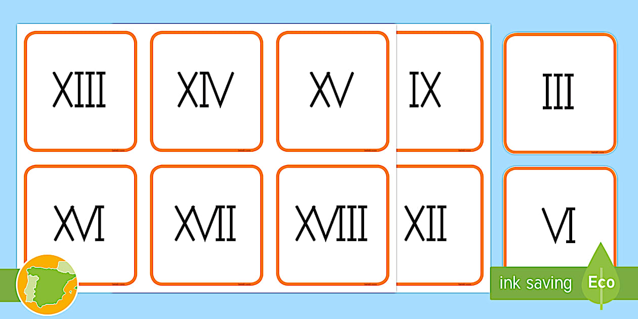 Tarjetas de emparejar: Los números romanos - Twinkl