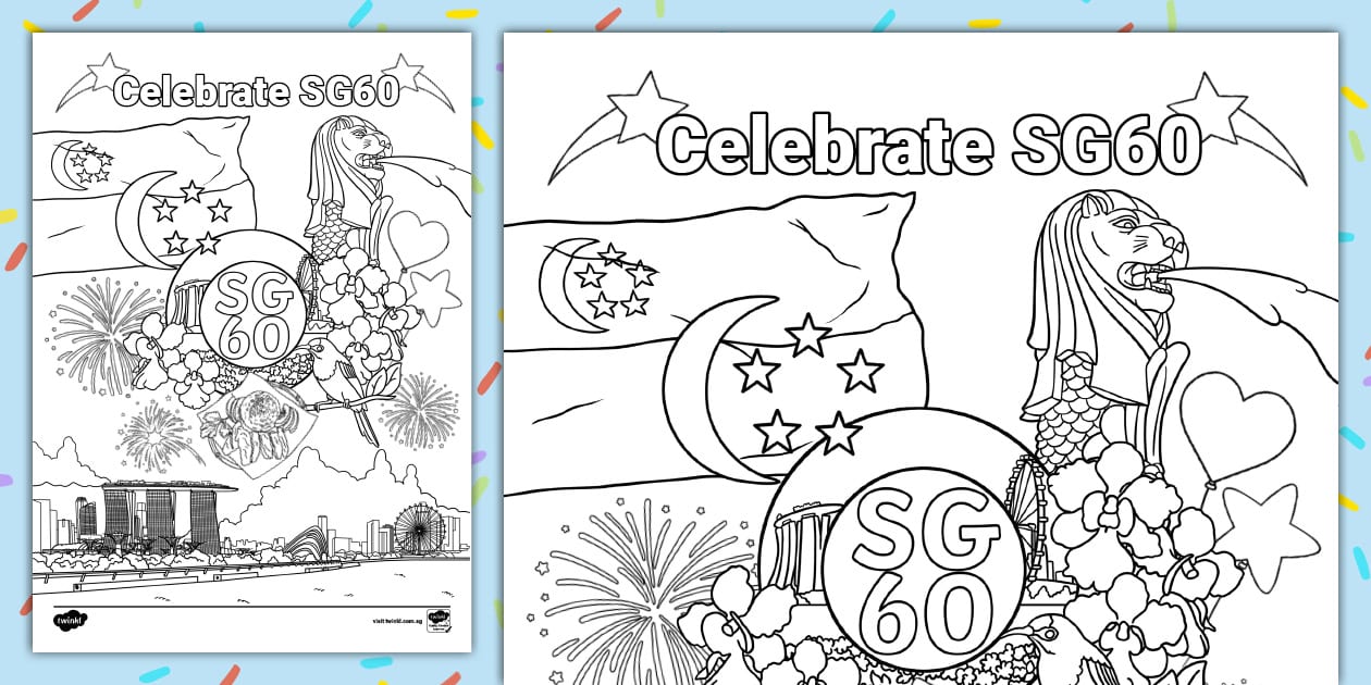 SG60 Colouring Page (Hecho por educadores) - Twinkl