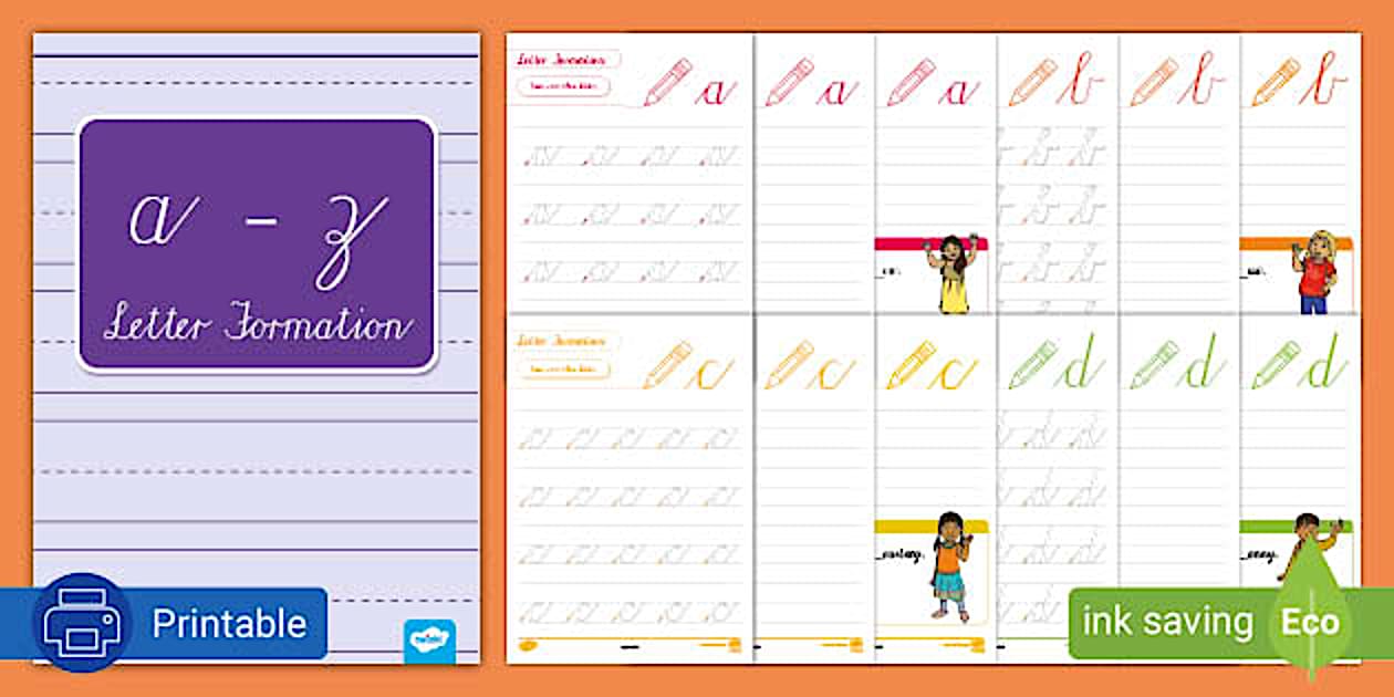 SA Lowercase Cursive Letters | Printable Writing Practise
