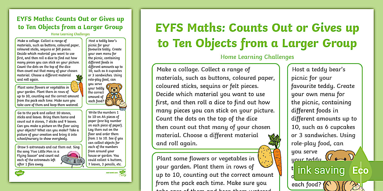 👉 EYFS Counting and Cardinality Home Learning Challenges