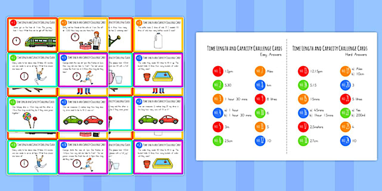 Time Length and Capacity Problem Solving Challenge Cards - australia