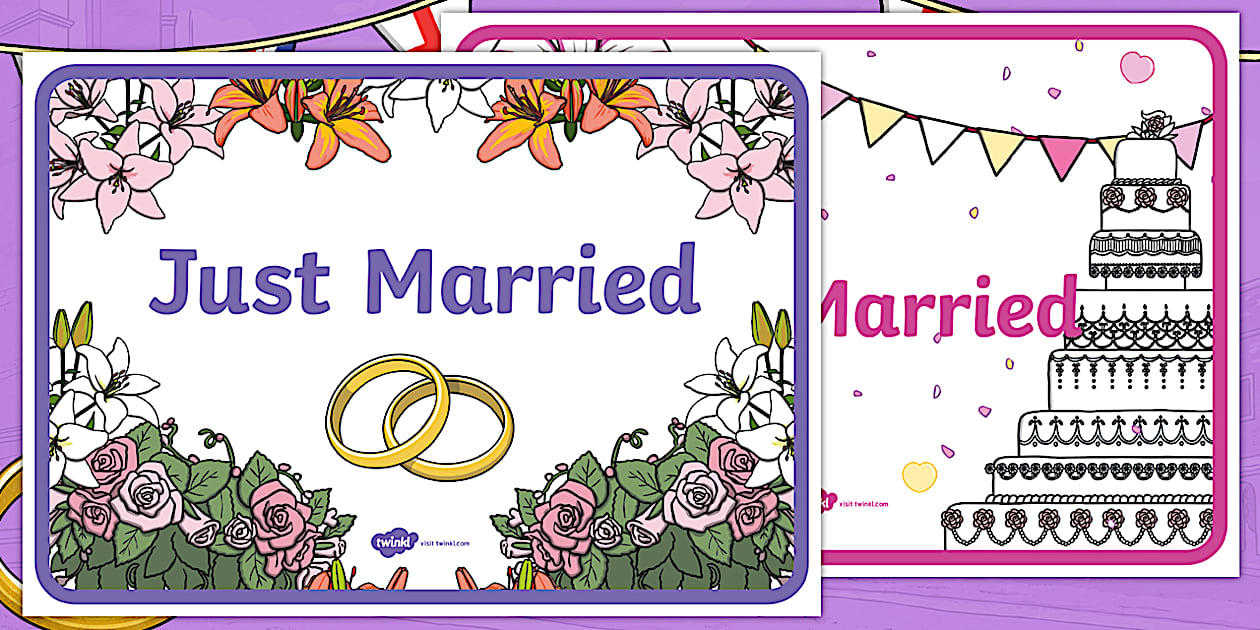 Just Married Wedding Role-Play Signs (teacher made) - Twinkl