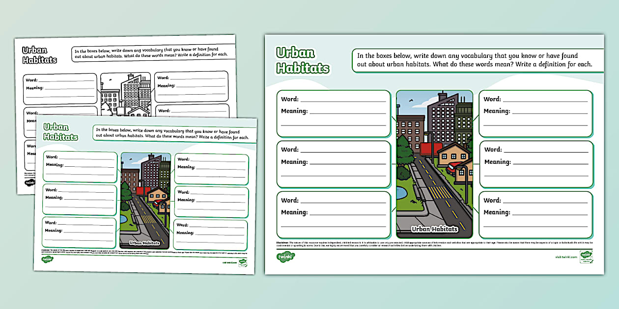 Urban Habitats Vocabulary Mind Map (Teacher-Made) - Twinkl