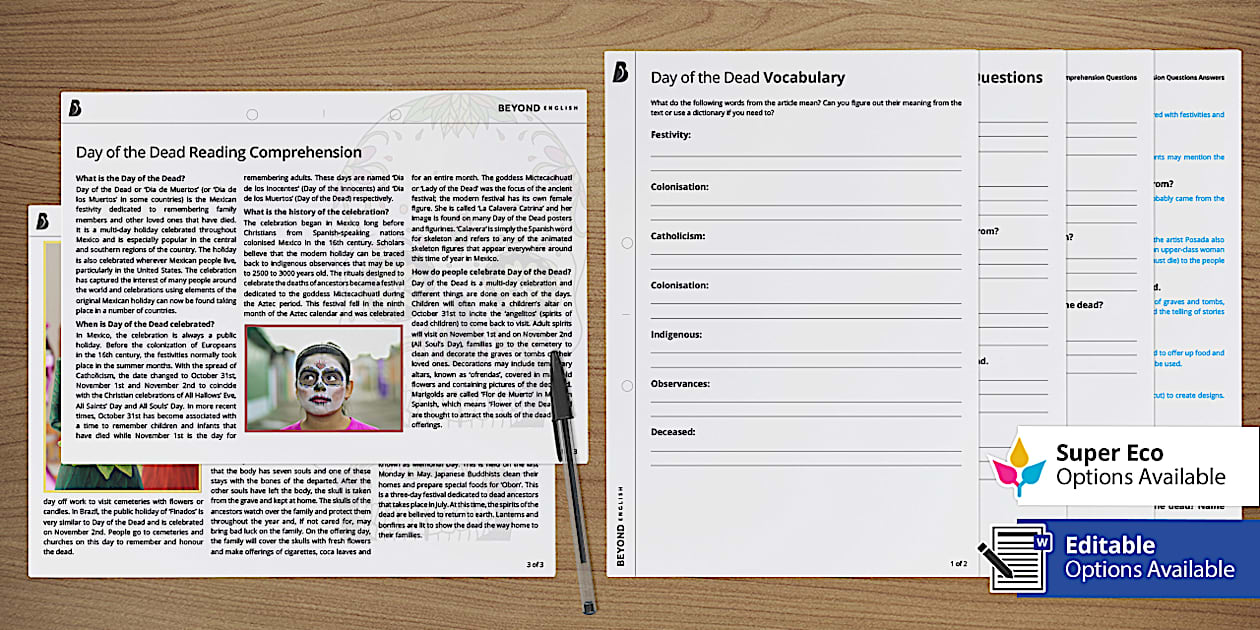 Day of the Dead Reading Comprehension | KS3 | Beyond English