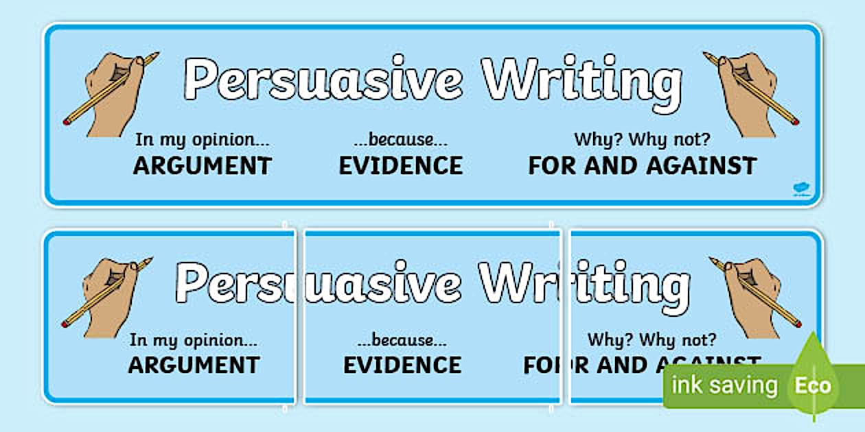 Persuasive Writing Argument Evidence For And Against Display Banner