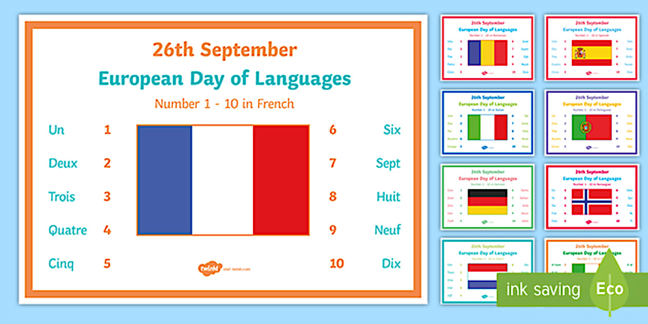 Numbers 1 10 in Different Languages Display Posters-French