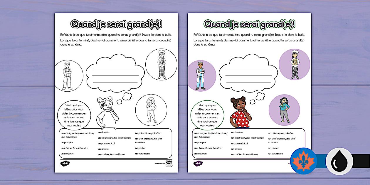 When I grow up! Writing Activity French
